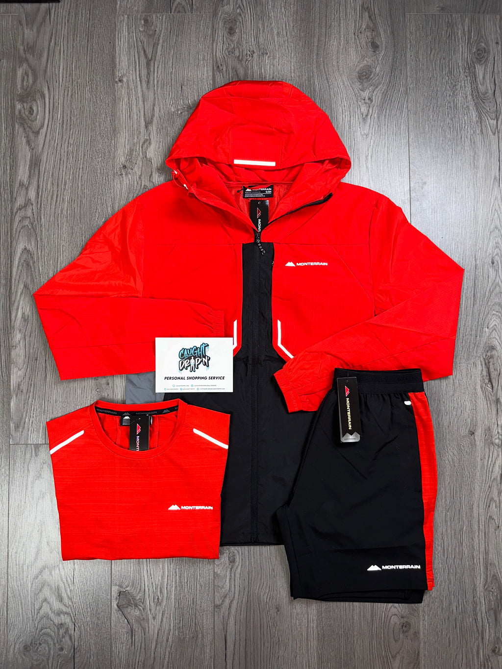 Monterrain 3 Piece Chase Windrunner Set Red | Black – Caught Drip'N'