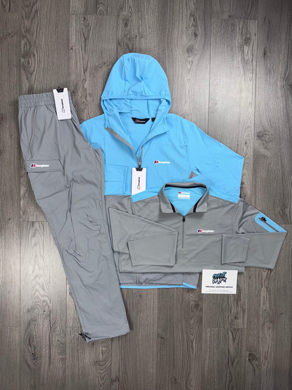 Berghaus 3 Piece Theran, Half Zip Light Grey | Baby Blue Tracksuit ...