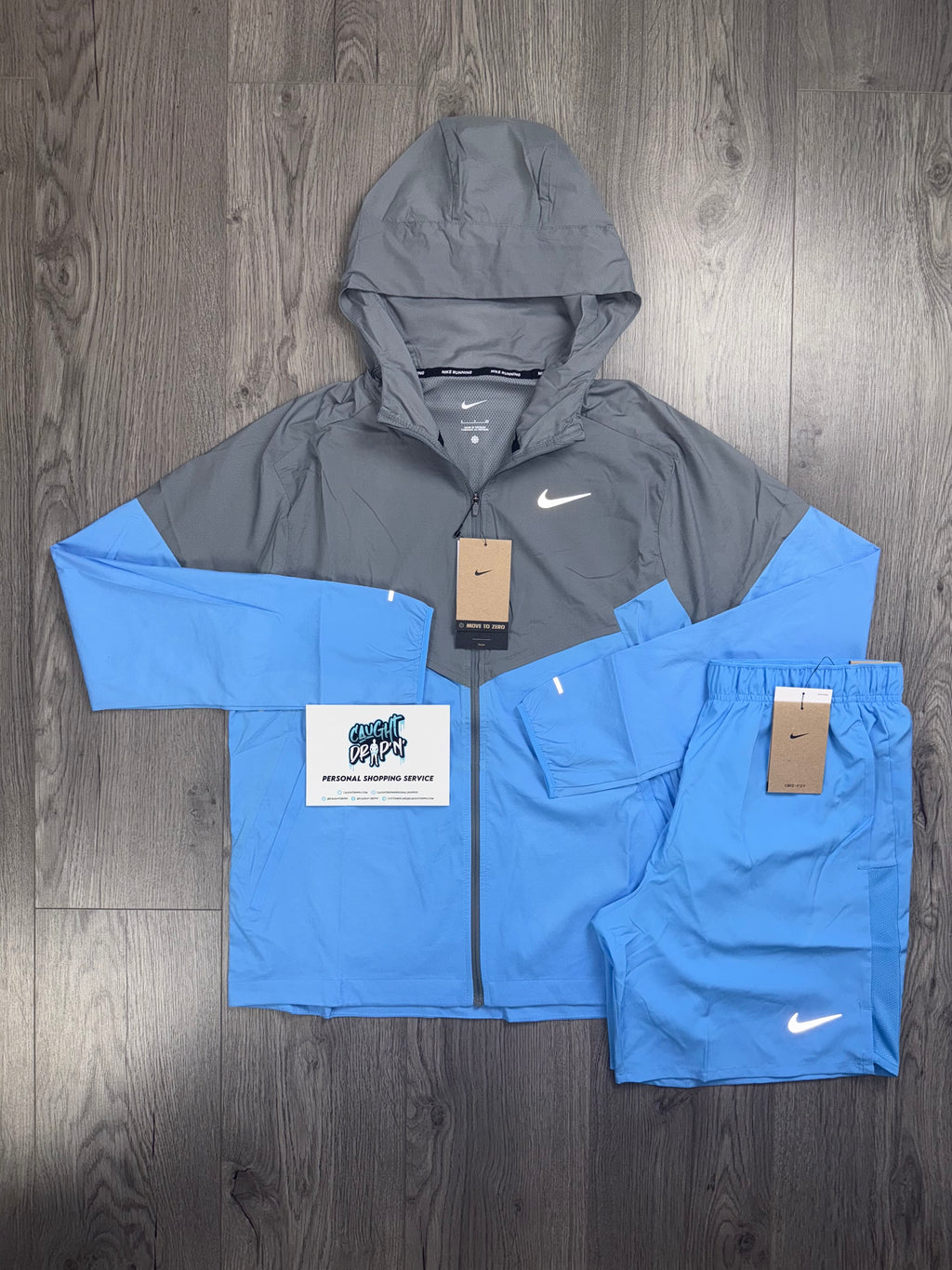 Nike Windrunner Cool Grey | University Blue Set – Caught Drip'N'
