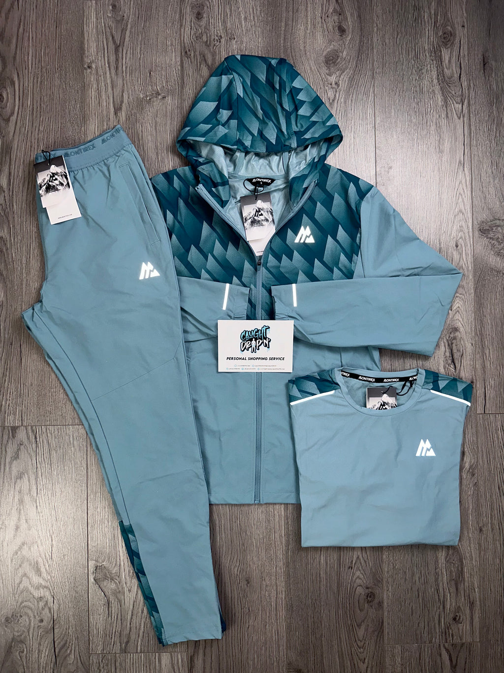 Montirex 3 Piece Charge Windrunner Tracksuit Teal Grid – Caught Drip'N'