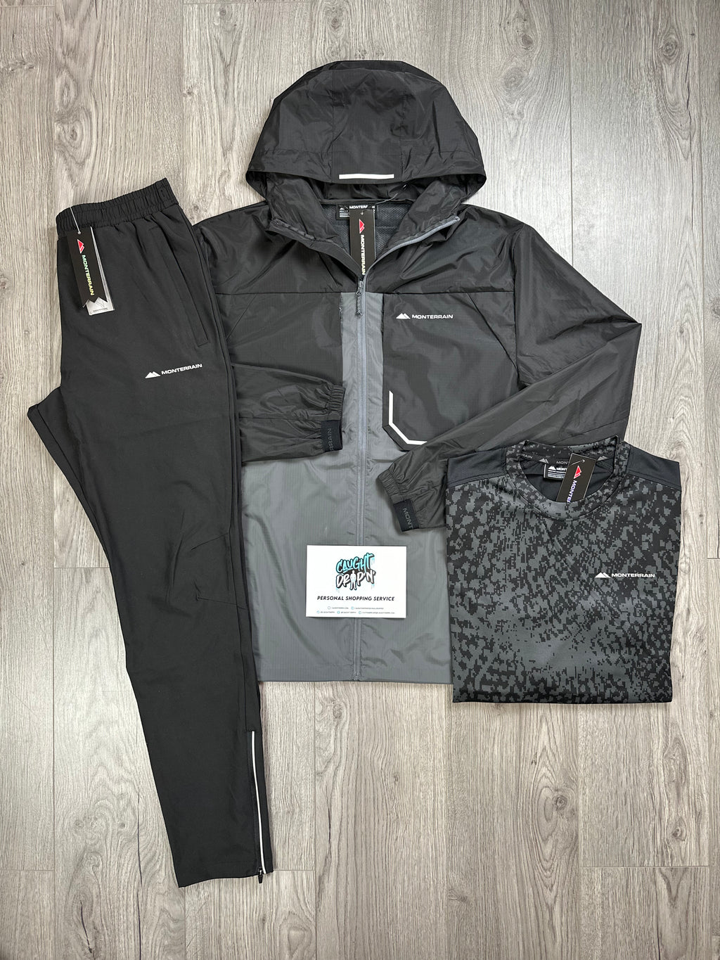 Monterrain 3 Piece Chase Windrunner Tracksuit Grey | Black – Caught Drip'N'