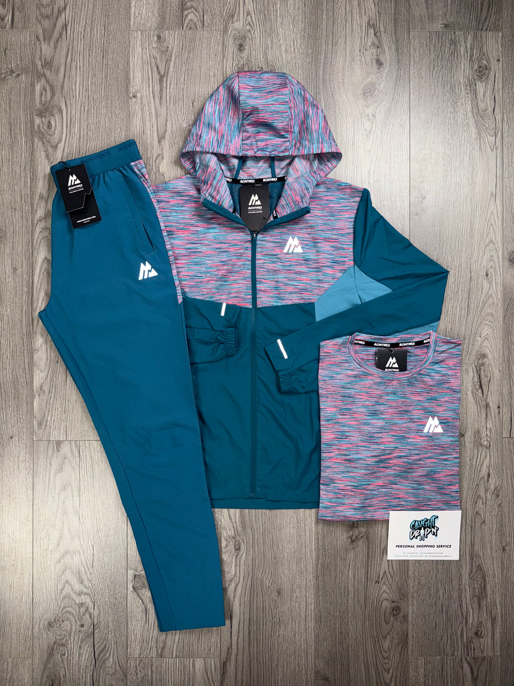 Montirex 3 Piece Trail Windrunner Tracksuit Teal | Bubblegum Pink ...