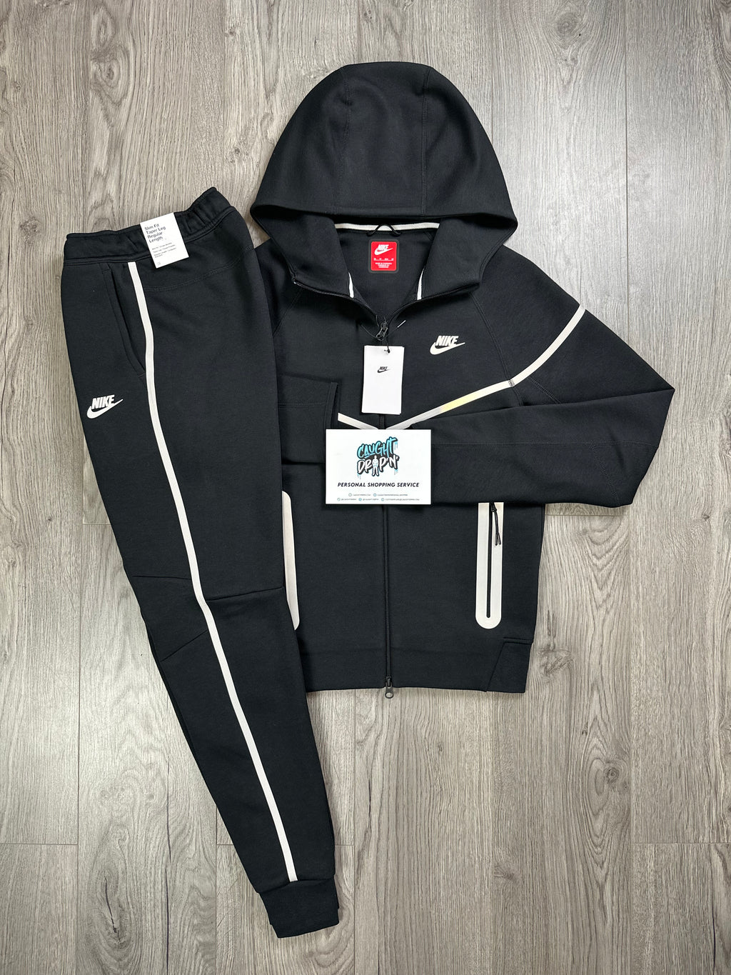 Nike Tech Fleece New Season Black, White Reflective Tracksuit – Caught ...